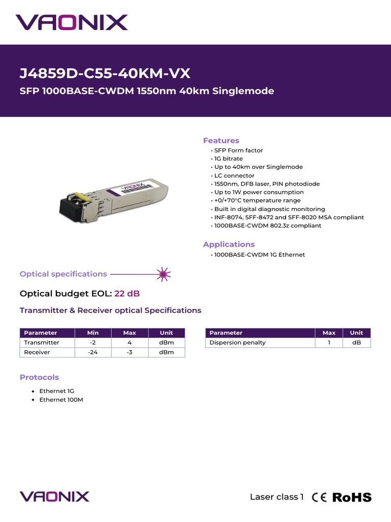 Datasheet J4859D C55 40KM VX | PDF | Computer Engineering | Electrical Engineering