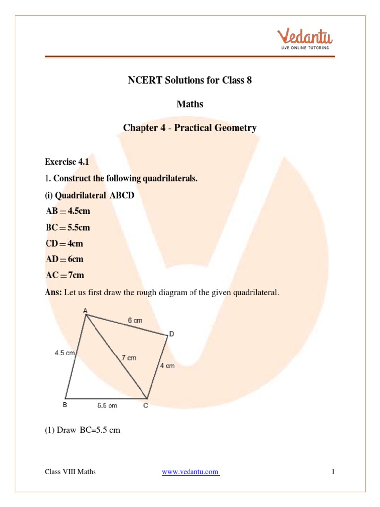 Ncert Solutions Class 8 Maths Chapter 4 Practical Geometry | PDF ...