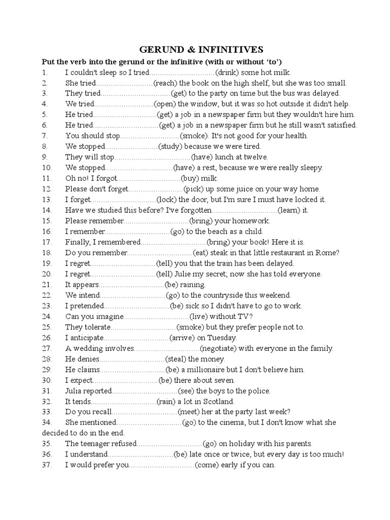 Gerund & Infinitives | PDF