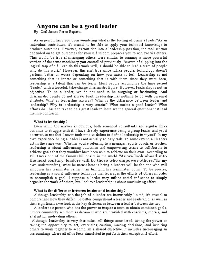 Anyone Can Be A Good Leader | PDF | Leadership | Learning