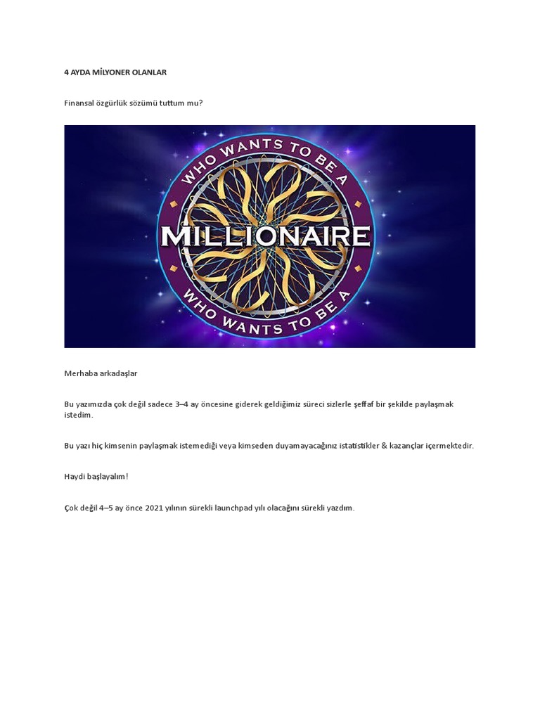 4 Ayda Mi̇lyoner Olanlar-Coinhunter | PDF