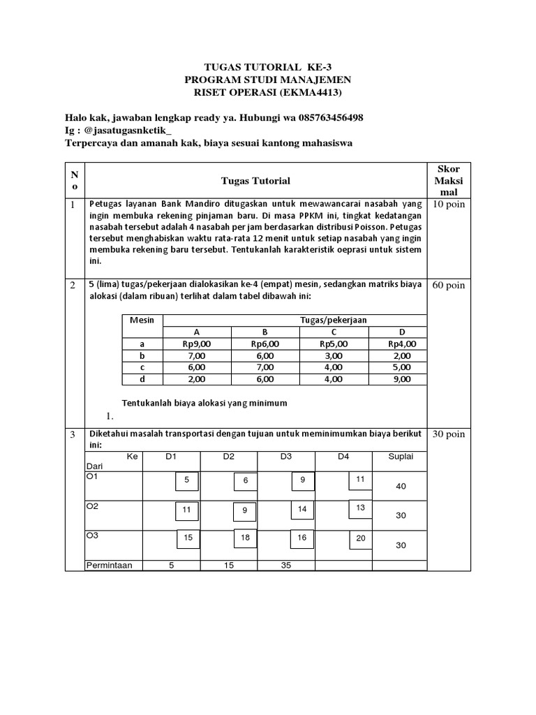 Tugas 3 Riset Operasi | PDF
