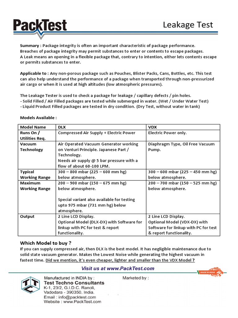 Leakage Tester | PDF