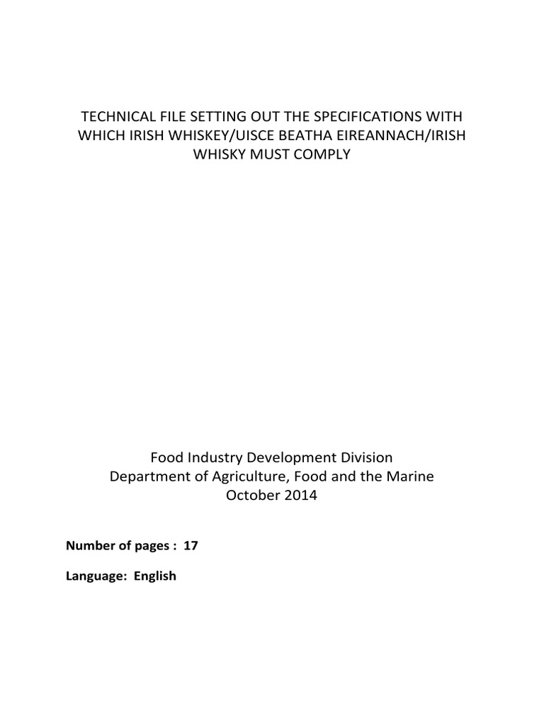 Irish Whiskey Technical File | PDF