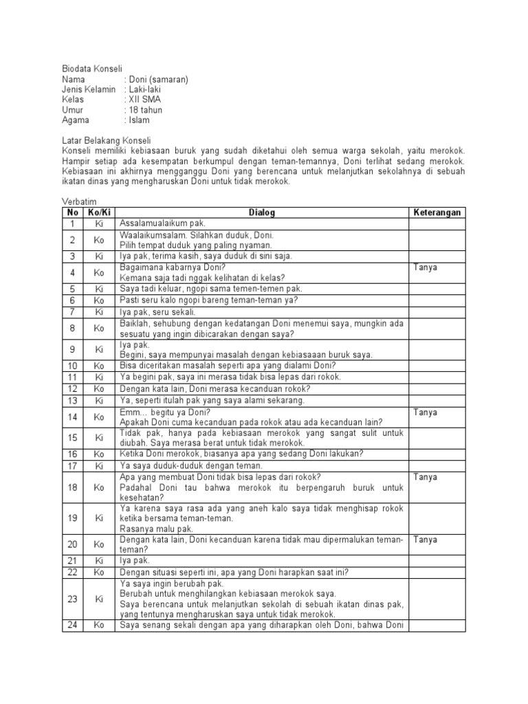 Contoh Verbatim Behavioristik | PDF