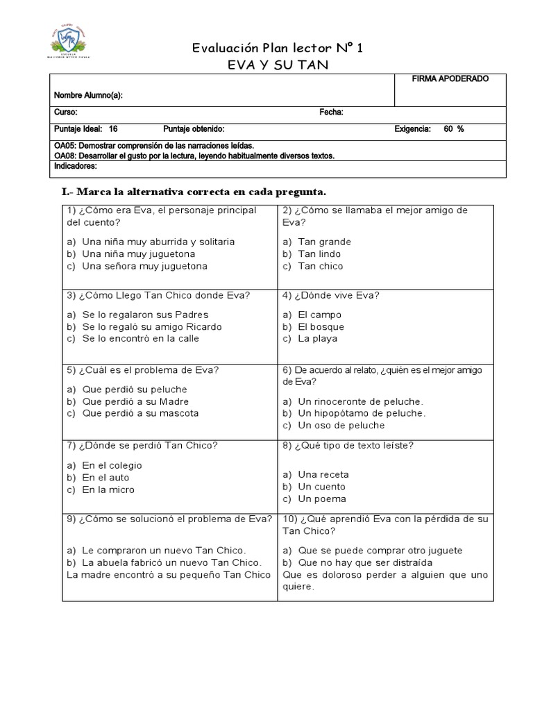Evaluación de "Eva y su Tan" | PDF | Poesía