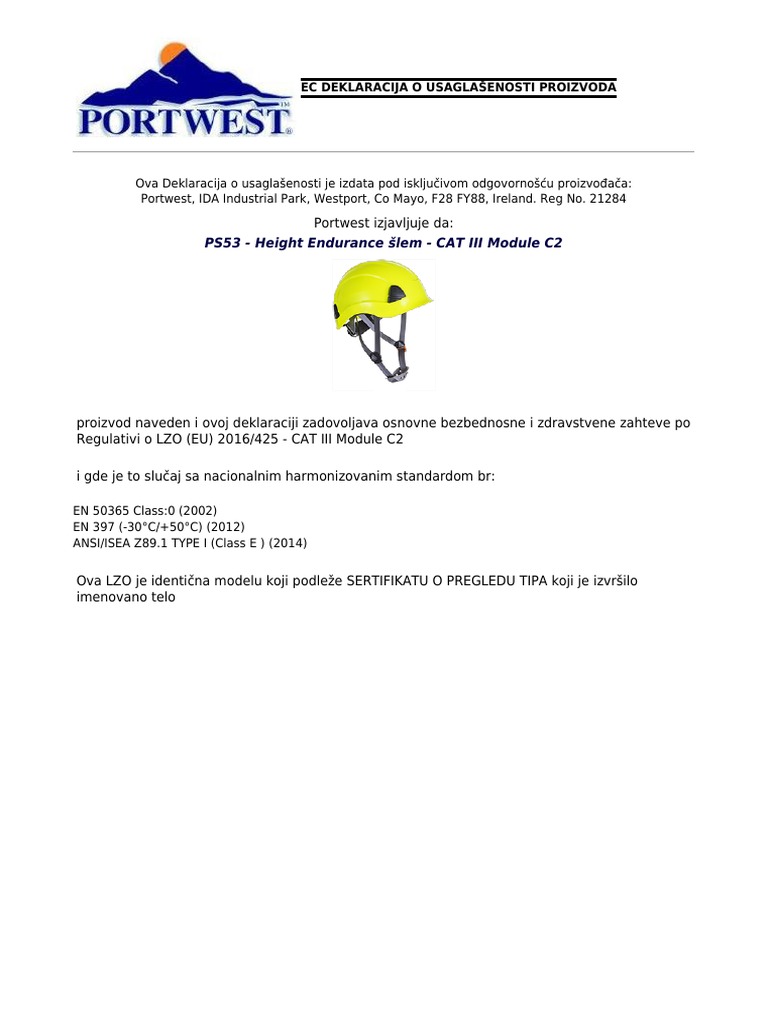 PS53 Deklaracija Uslaðenosti | PDF