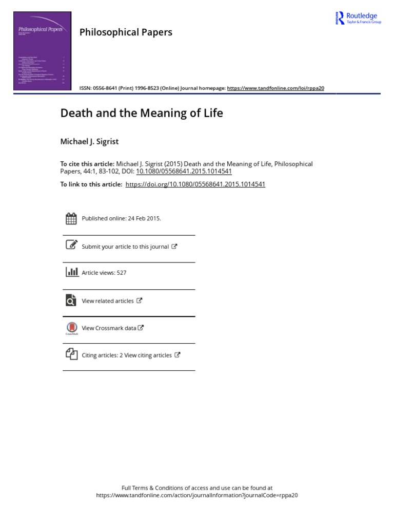 Death and The Meaning of Life | PDF | Martin Heidegger | Meaning Of Life