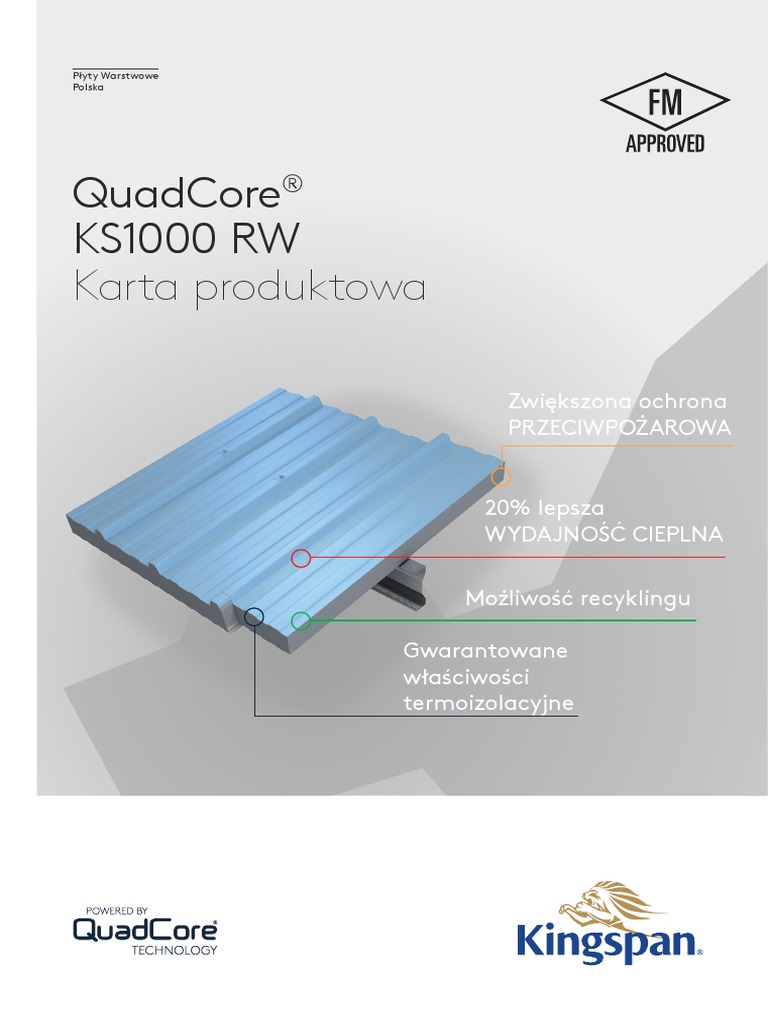Kingspan KS1000 RW QuadCore Dach Karta Produktowa PL 202206 v4 | PDF
