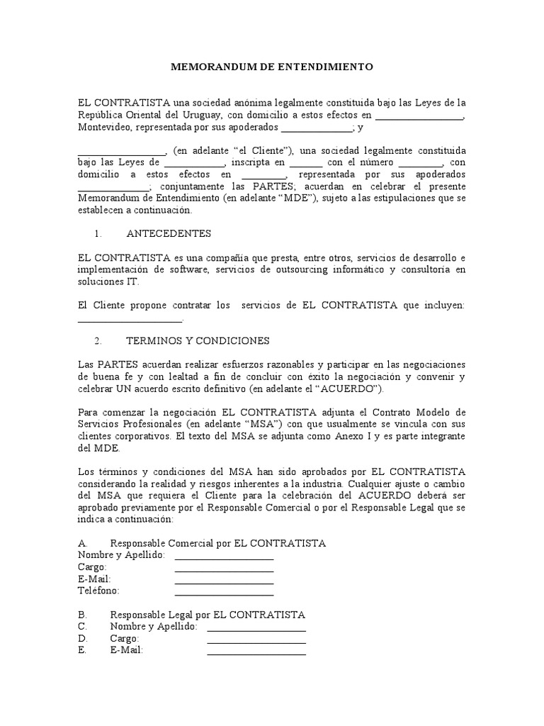 Memorandum de Entendimiento | PDF | Memorando de entendimiento | Propiedad