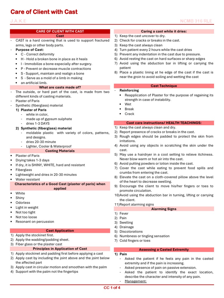 316 RLE - Cast Care | PDF | Medical Specialties | Human Anatomy