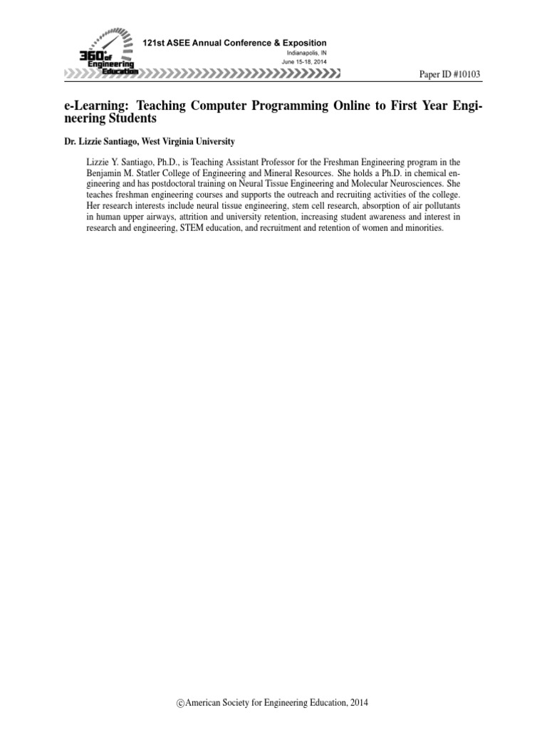 Elearning Teaching Computer Programming To First Year Engineering ... Elearning Teaching Computer Programming To First Year Engineering ...