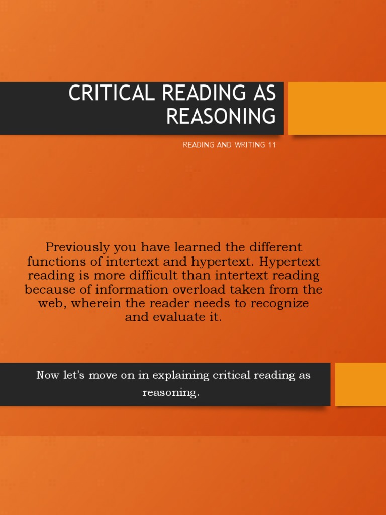 Understanding Critical Reading as Reasoning | PDF | Reason | Argument