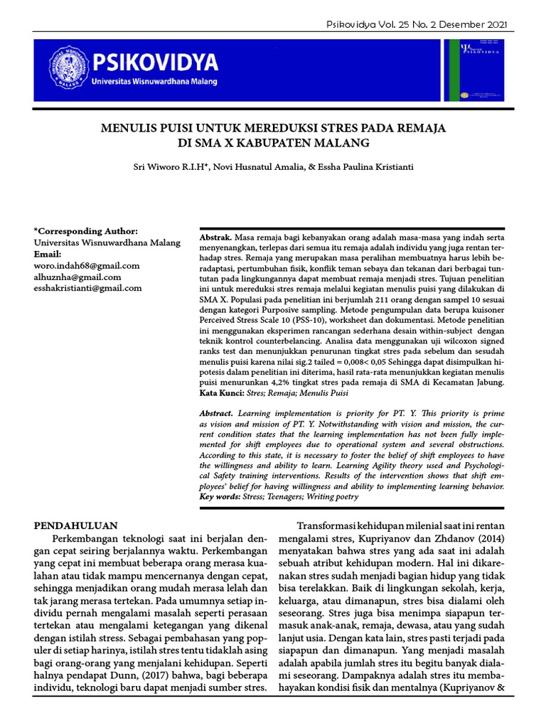 Poetry Therapy - (Sri, Novi & Essha, 2021) | PDF | Sains & Matematika