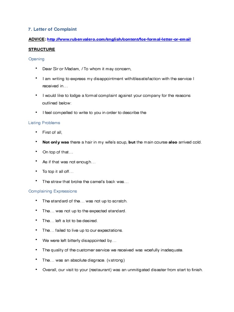 CAE Letter of Complaint | PDF