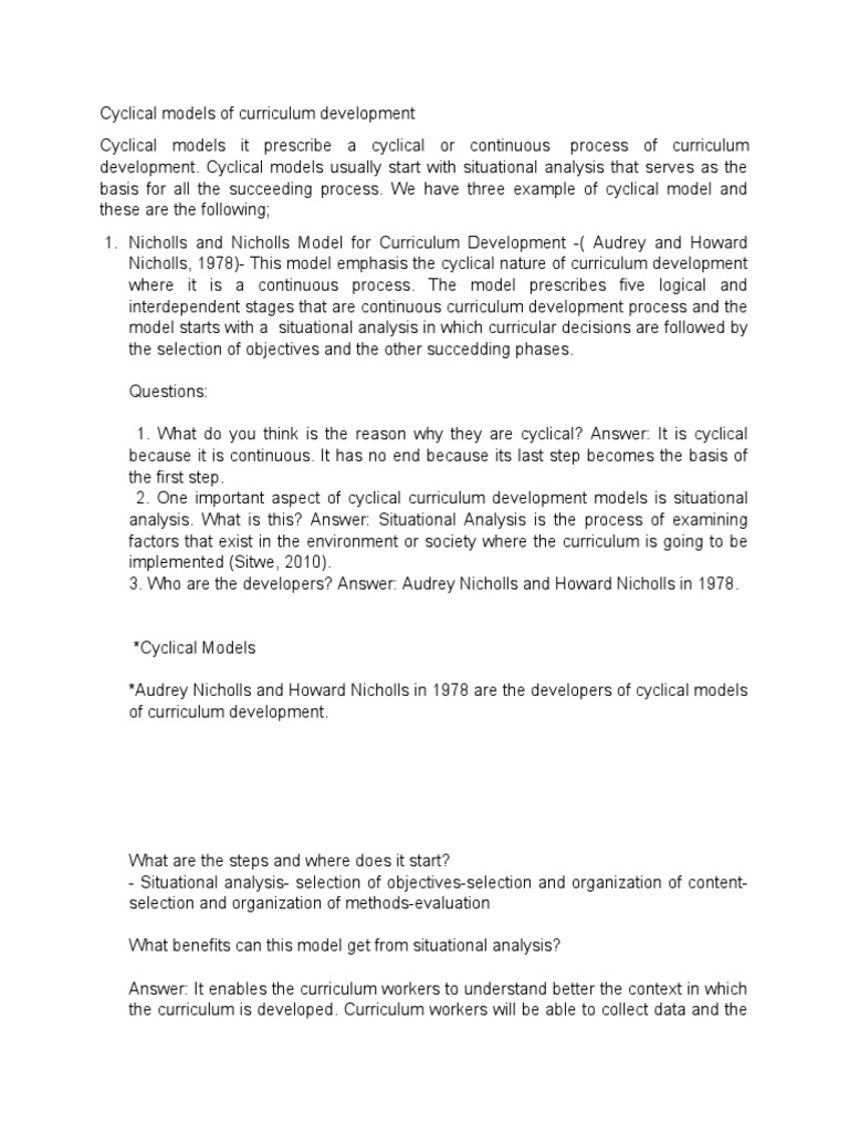 Cyclical Models of Curriculum Development | Download Free PDF ...