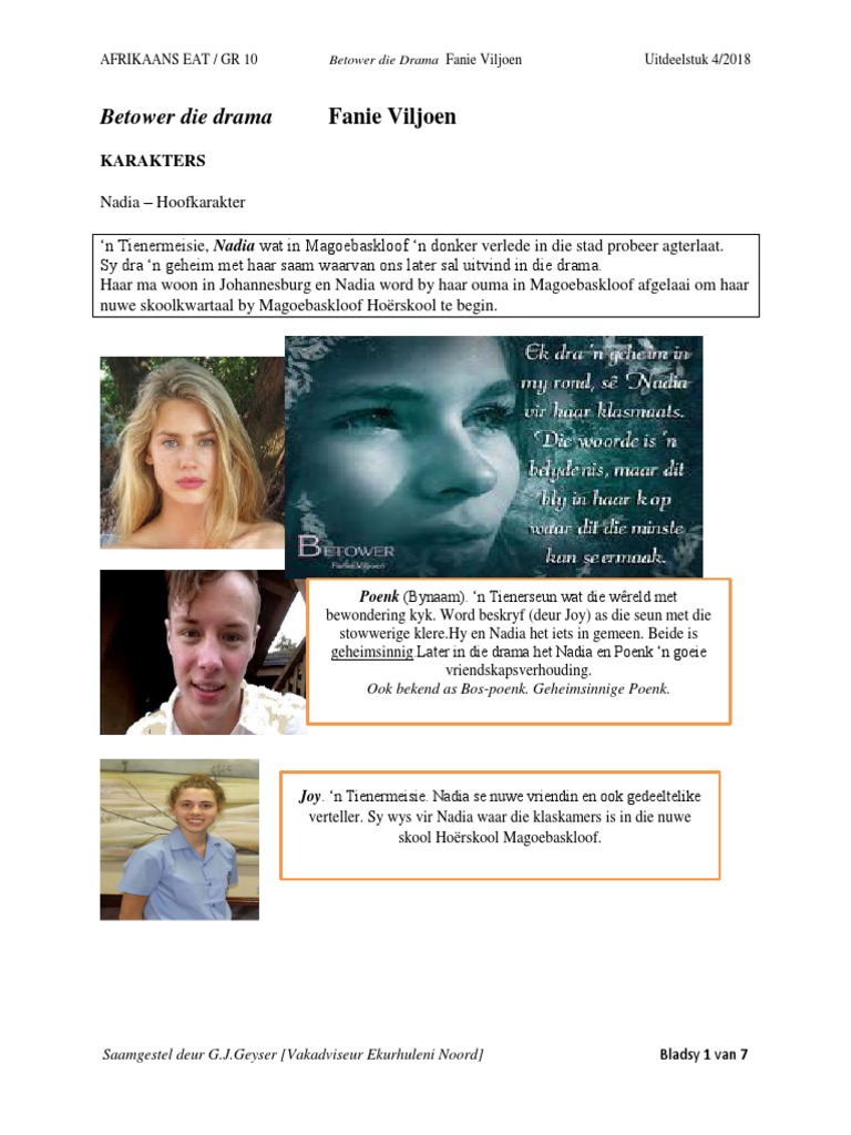 Afrikaans GR 10 2 Betower Die Drama | PDF