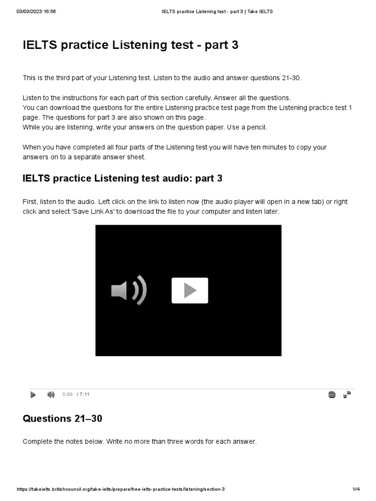 IELTS Listening Test Part 3 Practice | PDF | International English ...
