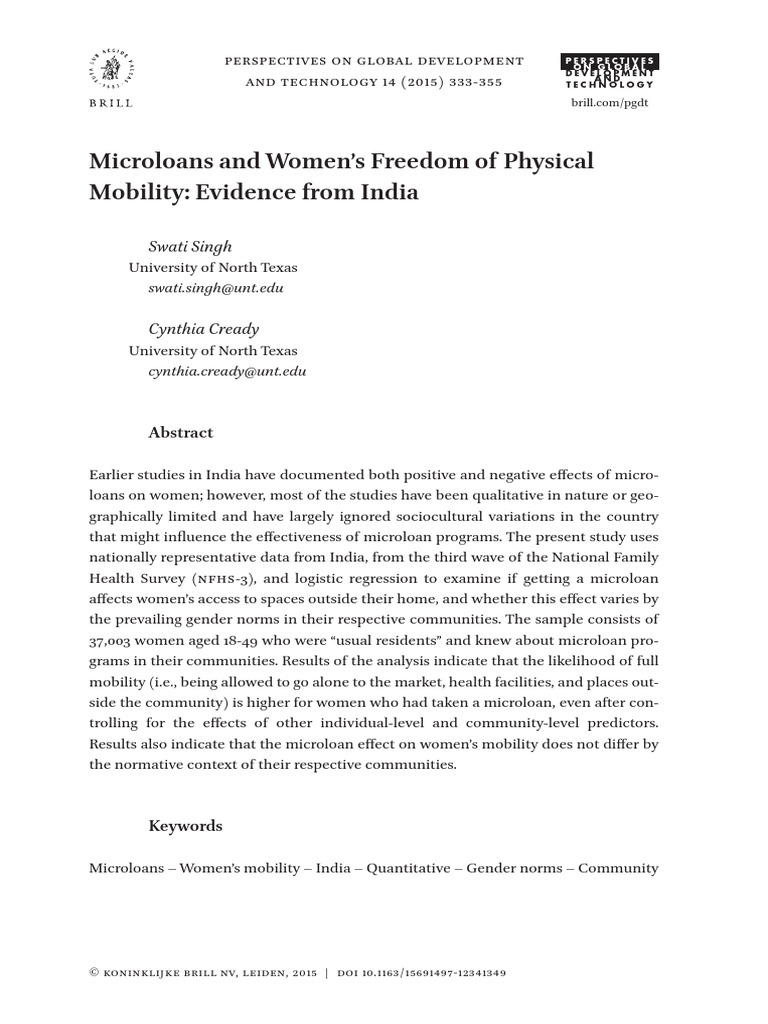 Microloans and Women's Freedom of Physical | PDF | Microfinance ...