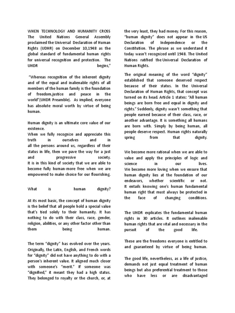 When Technology and Humanity Cross | PDF | Dignity | Human Rights
