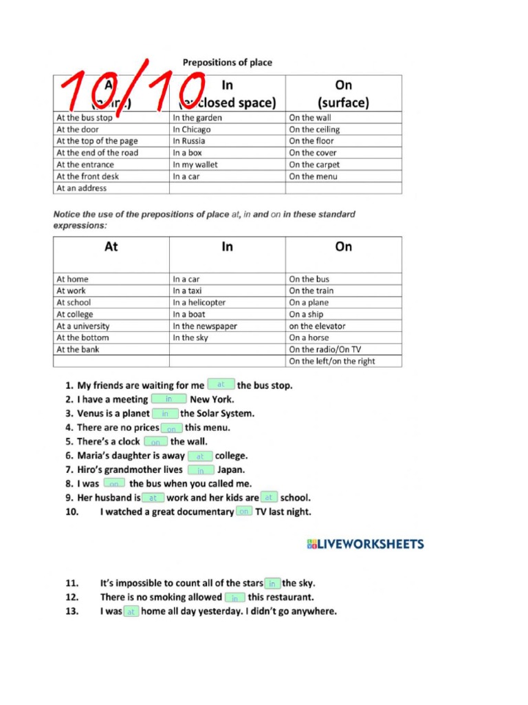 Prepositions of Direction and Location | PDF