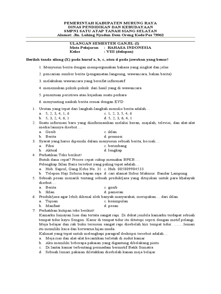 Bahasa Indonesia Kelas 8 k13 | PDF