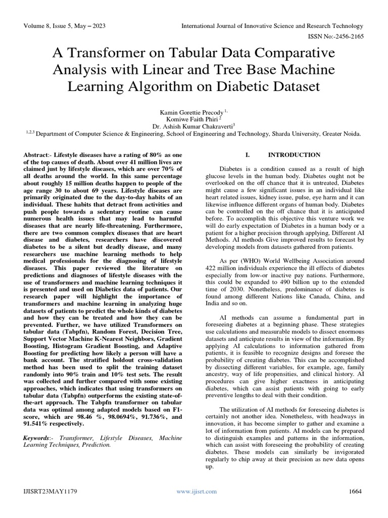 A Transformer On Tabular Data Comparative Analysis With Linear And Tree Base Machine Learning