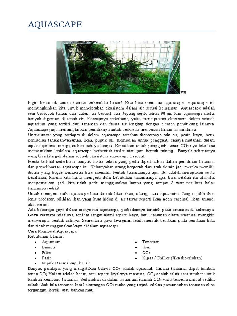 Materi AQUASCAPE | PDF | Griya & Taman