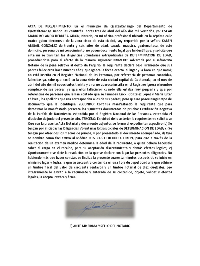 Acta de Requerimiento | PDF Acta de Requerimiento | PDF
