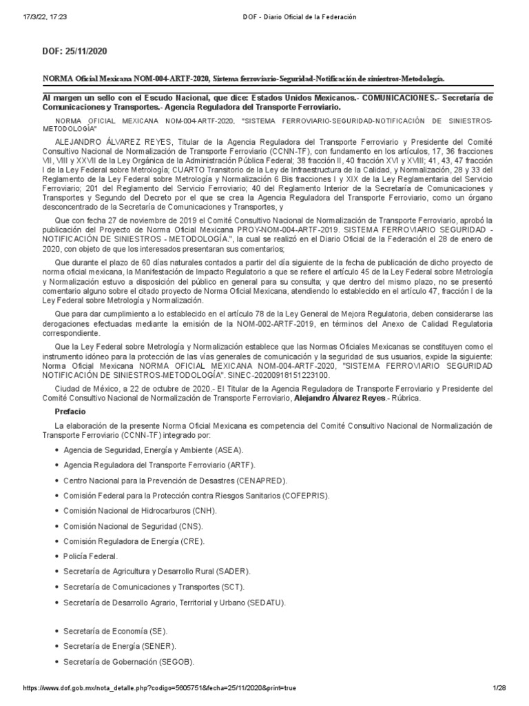 Nom 004 Artf 2020 | PDF | México | Tren