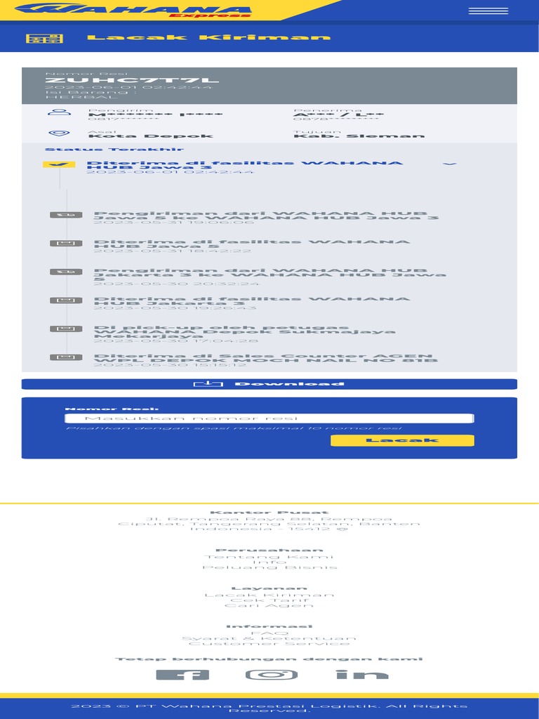 Lacak Kiriman - Wahana Prestasi Logistik Wahana | PDF