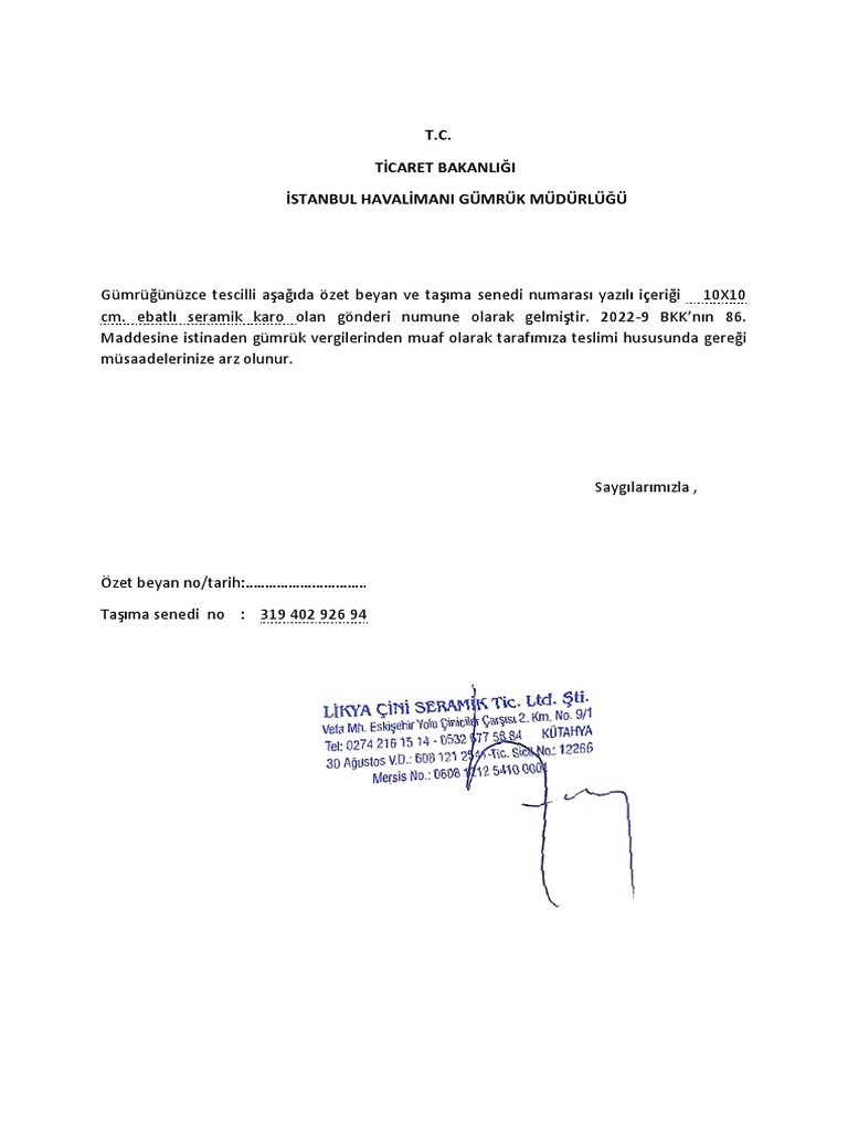 Numune Di̇lekçe Örneği̇ | PDF