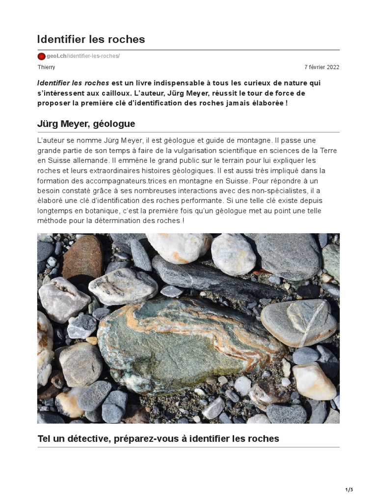 Geol - Ch-Identifier Les Roches | PDF