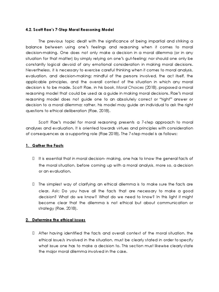 Scott Rae - S 7-Step Model | PDF | Reason | Morality