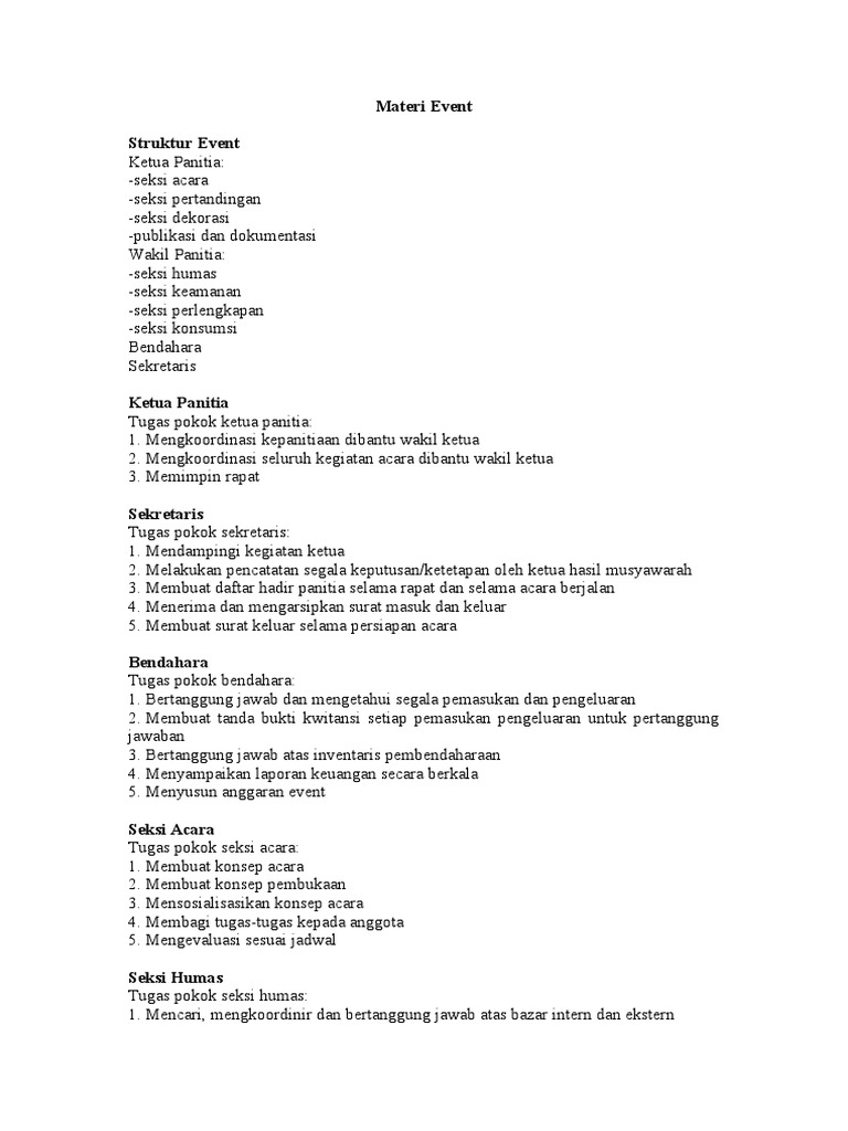 Materi Event | PDF