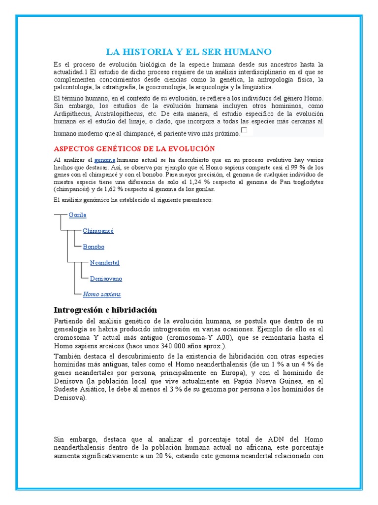 La Historia y El Ser Humano | PDF | Evolución humana | Homo
