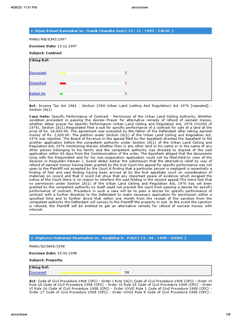 ULC Specific Performance | PDF