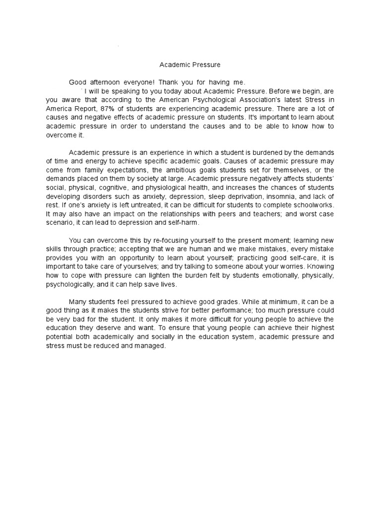 Academic Pressure | PDF
