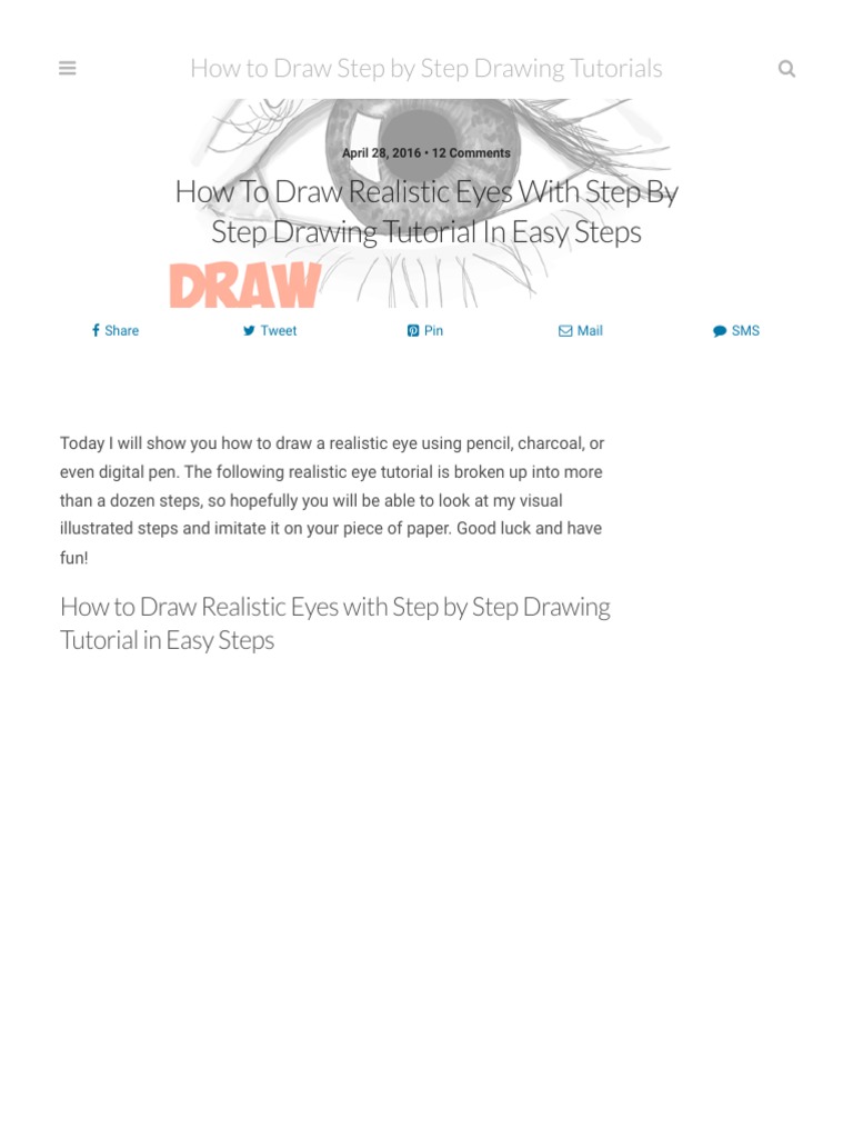 How To Draw Realistic Eyes With Step By Step Drawing Tutorial In Pdf