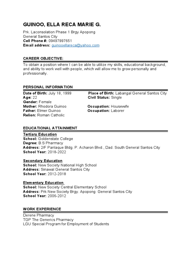 Resume Ella | PDF