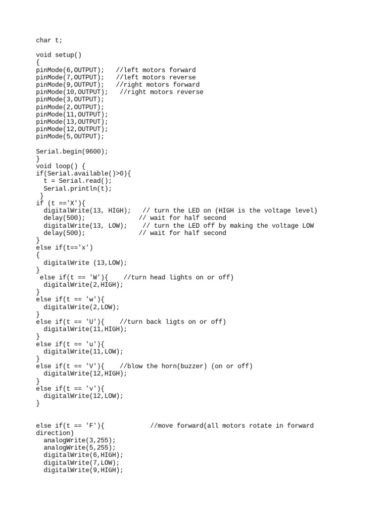 Arduino Code | PDF | Electrical Engineering | Electricity Arduino Code | PDF | Electrical Engineering | Electricity