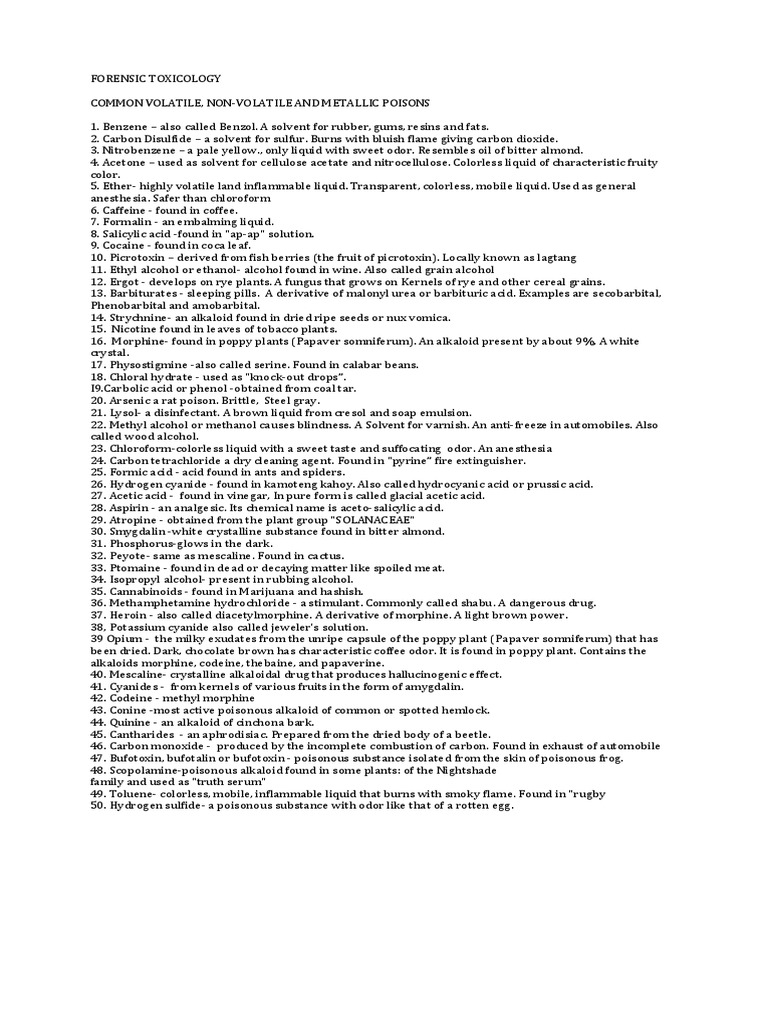 2021 FORENSIC-TOXICOLOGY 50-Poisons | PDF