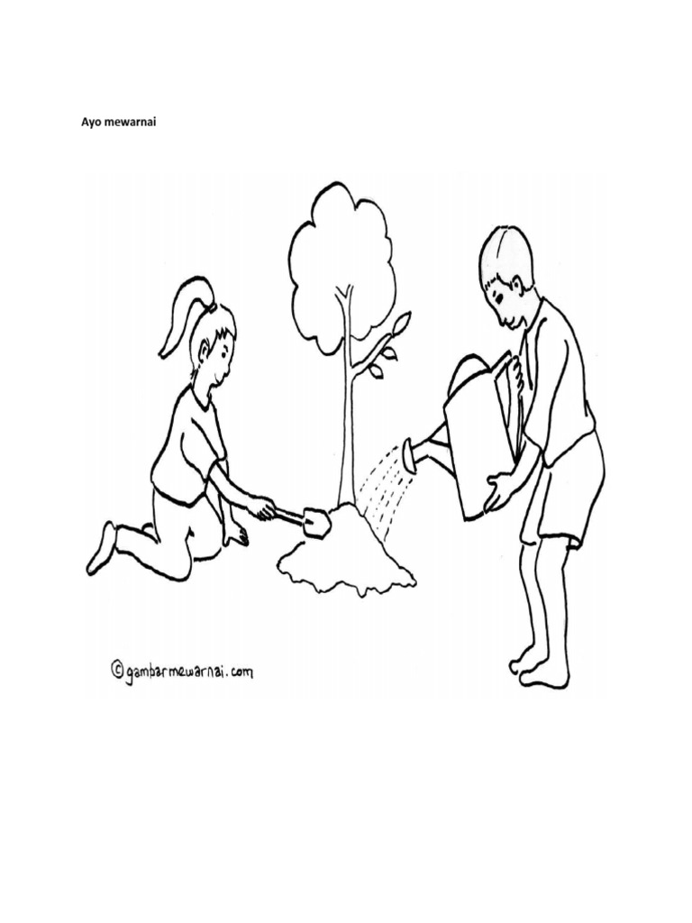 Ayo Mewarnai Gambar Menyiram Tanaman | PDF