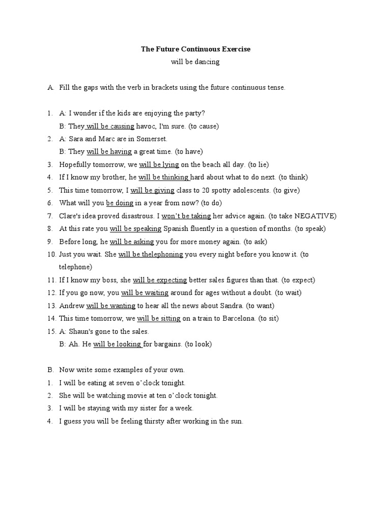 Future Continuous-Worksheet | PDF