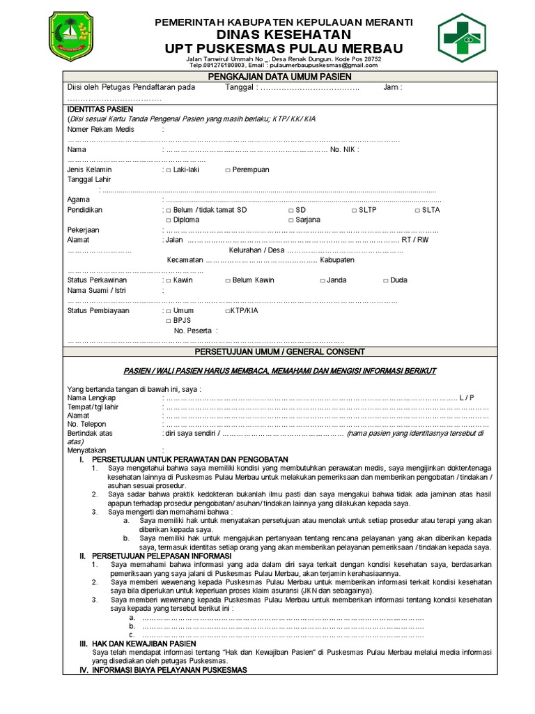 Status Lengkap Rawat Inap & Persetujuan Rawat Inap | PDF | Kesehatan Holistik