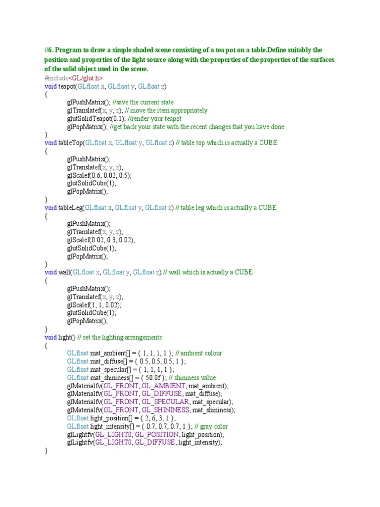 Teapot Program | PDF | Shader | Computing Teapot Program | PDF | Shader | Computing
