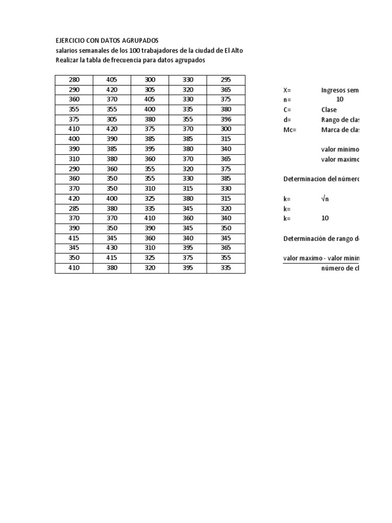 Ejercicio Con Datos Agrupados | PDF