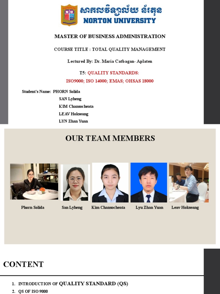 G5 - Quality Standard - TQM (Weekend) | PDF | Iso 9000 | Occupational ...