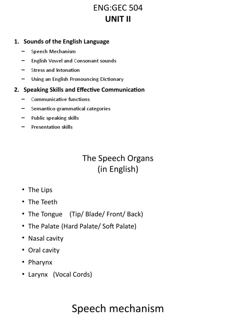 Communicative English Speech Organs and Its Functions | PDF | Phonetics ...