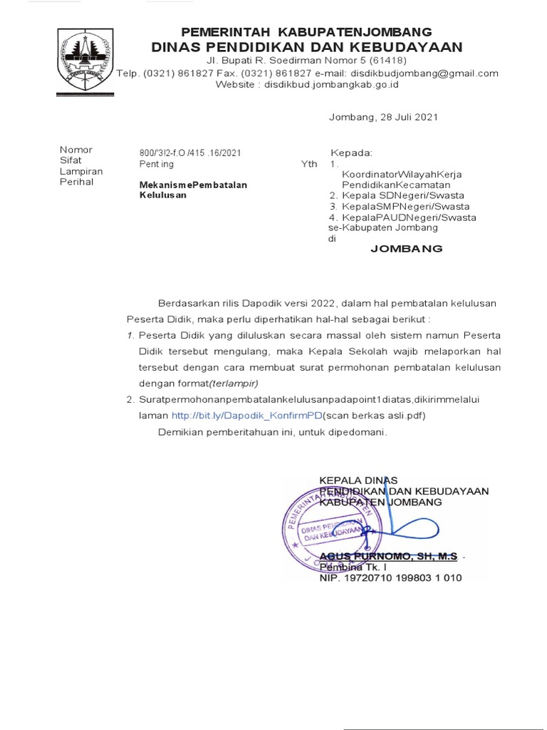 Surat Pembatalan Siswa Pdf